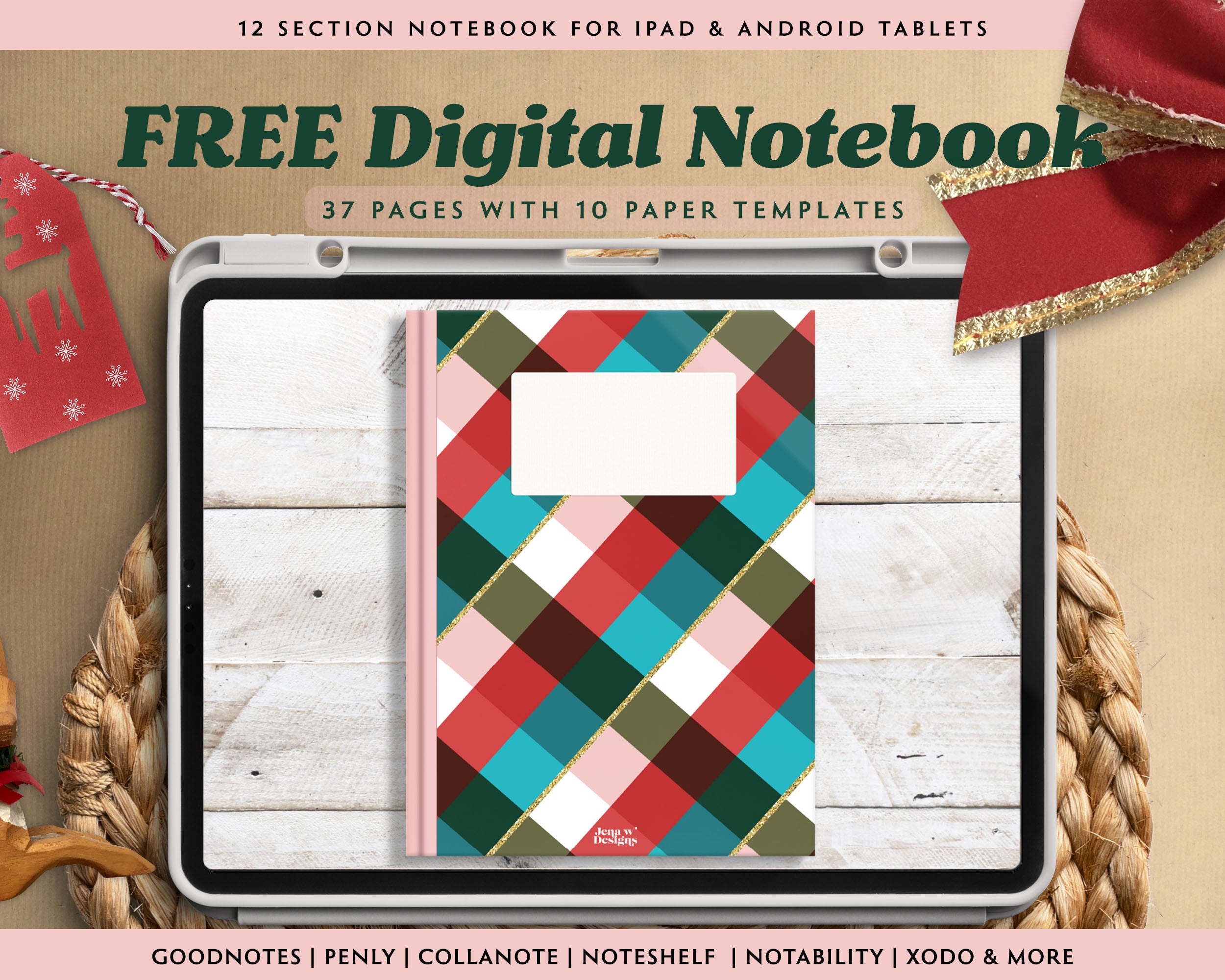 Free Digital Notebook | Holiday – Jena W Designs