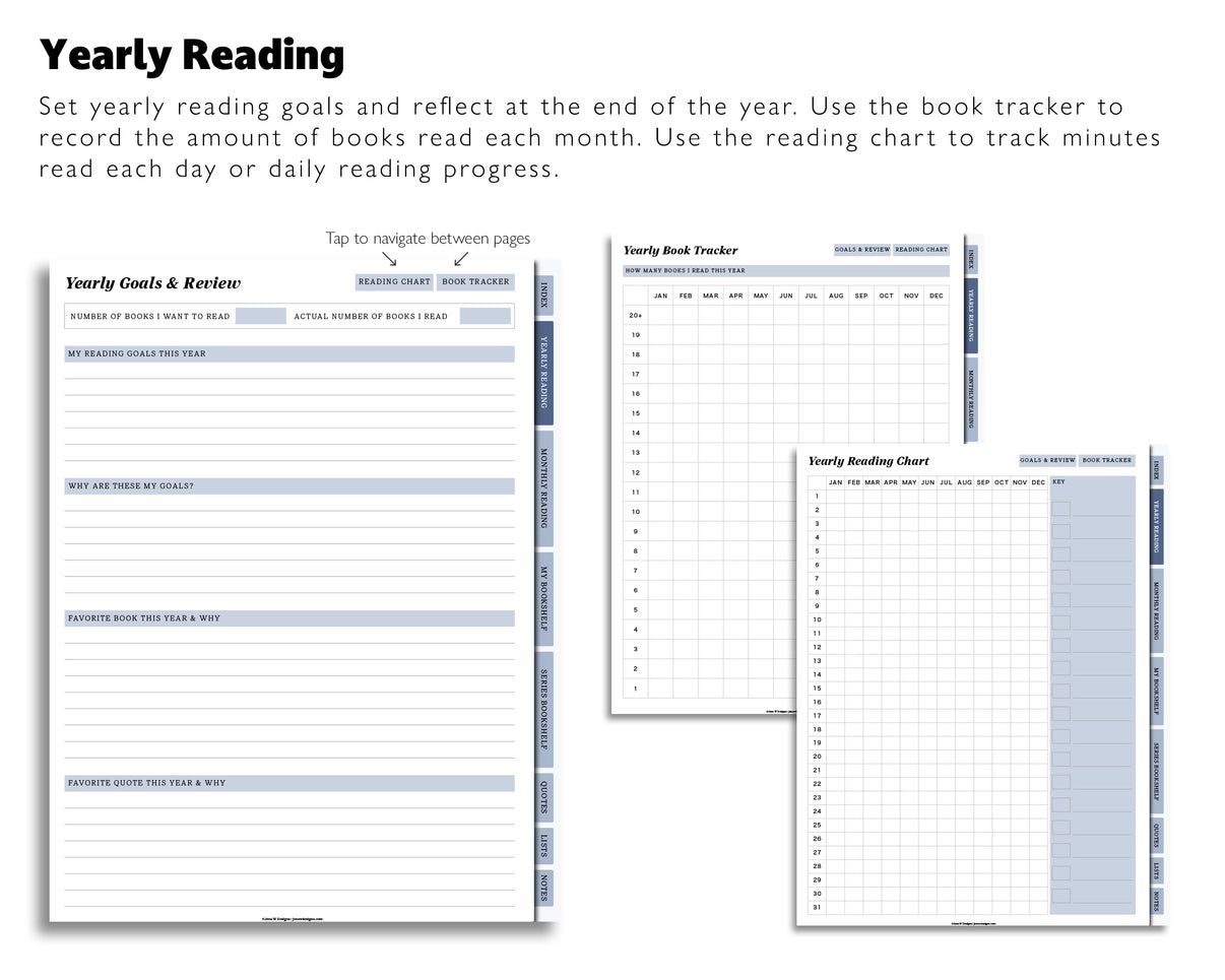 Digital Reading Journal | Reading Journal Template – Jena W Designs
