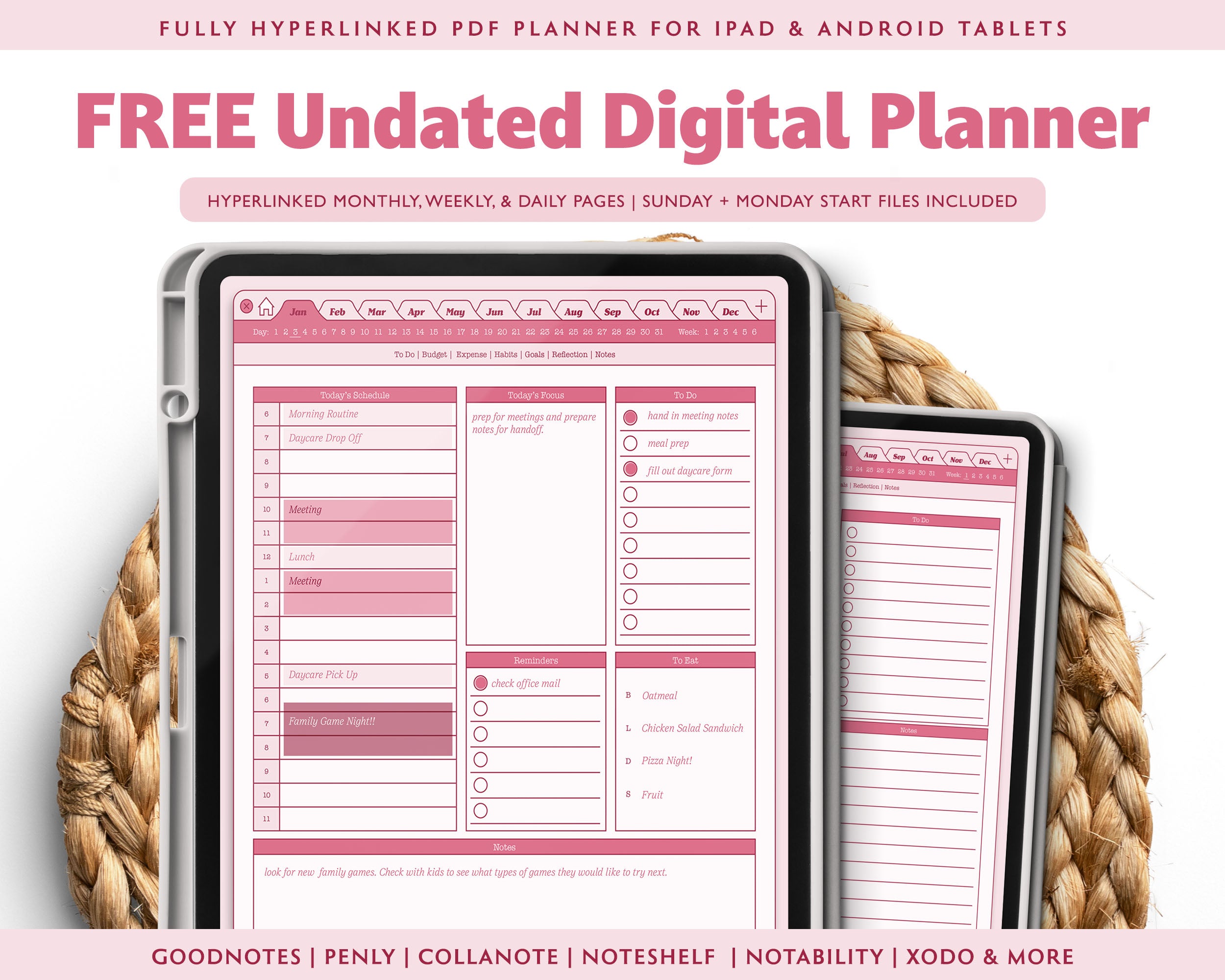 Free Undated Digital Planner | Aesthetic Browser – Jena W Designs