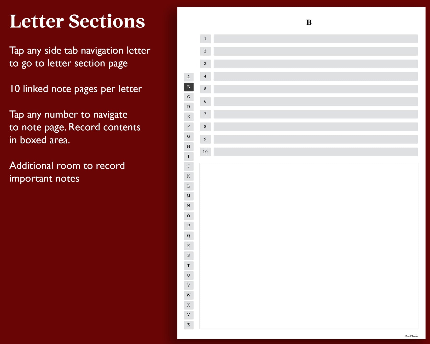 A to Z Tab Notebook | for Kindle Scribe – Jena W Designs