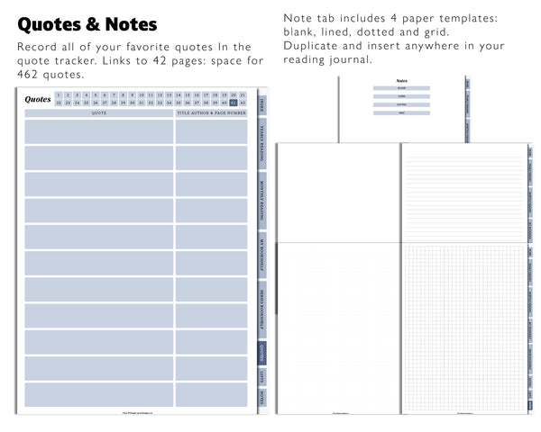 Digital Reading Journal | Reading Journal Template – Jena W Designs