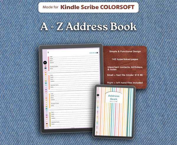 A to Z Address Book | for Kindle Scribe Colorsoft – Jena W Designs