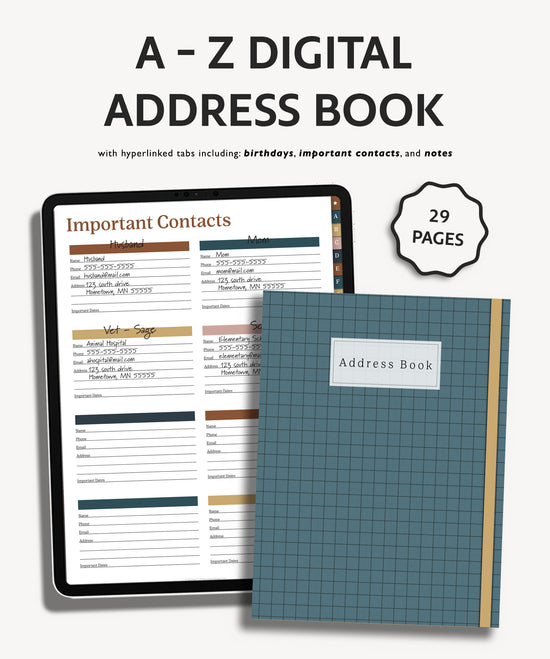 Digital Address Book | Hyperlinked PDF Contact Book – Jena W Designs