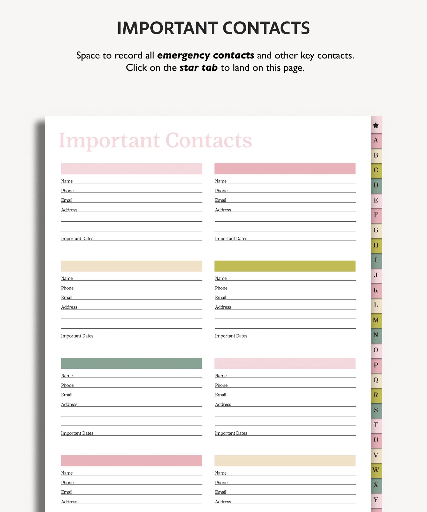 Digital Address Book | Hyperlinked PDF Contact Book – Jena W Designs