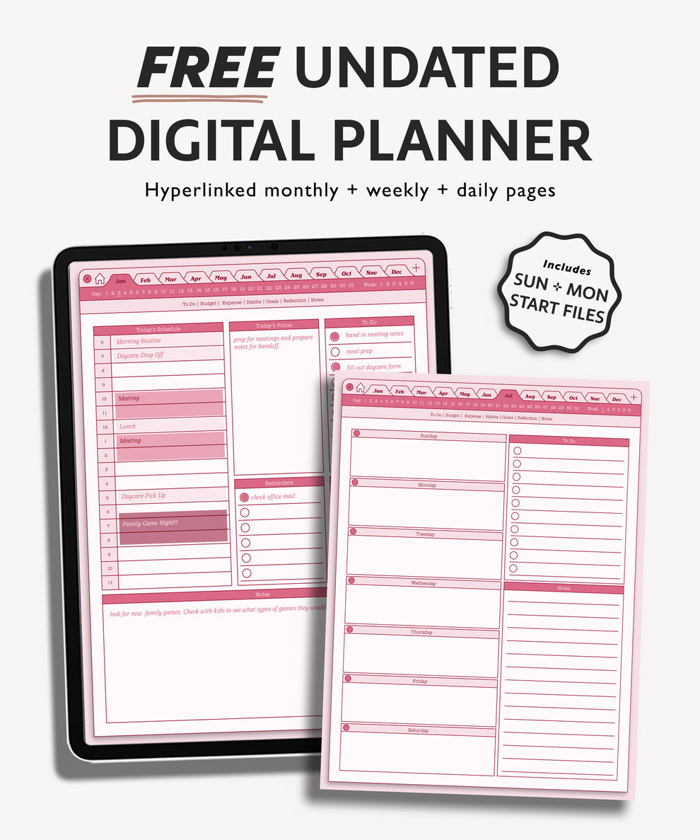 Free Undated Digital Planner | Aesthetic Browser – Jena W Designs