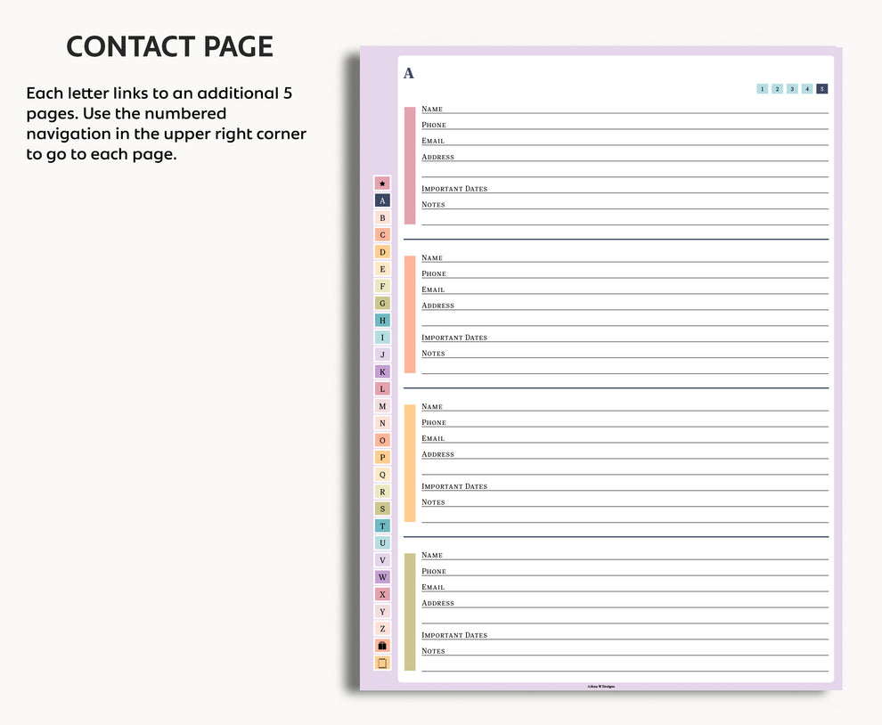 A to Z Address Book | for Kindle Scribe Colorsoft – Jena W Designs
