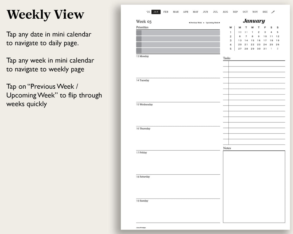 2025 Daily Planner | for reMarkable Paper Pro – Jena W Designs