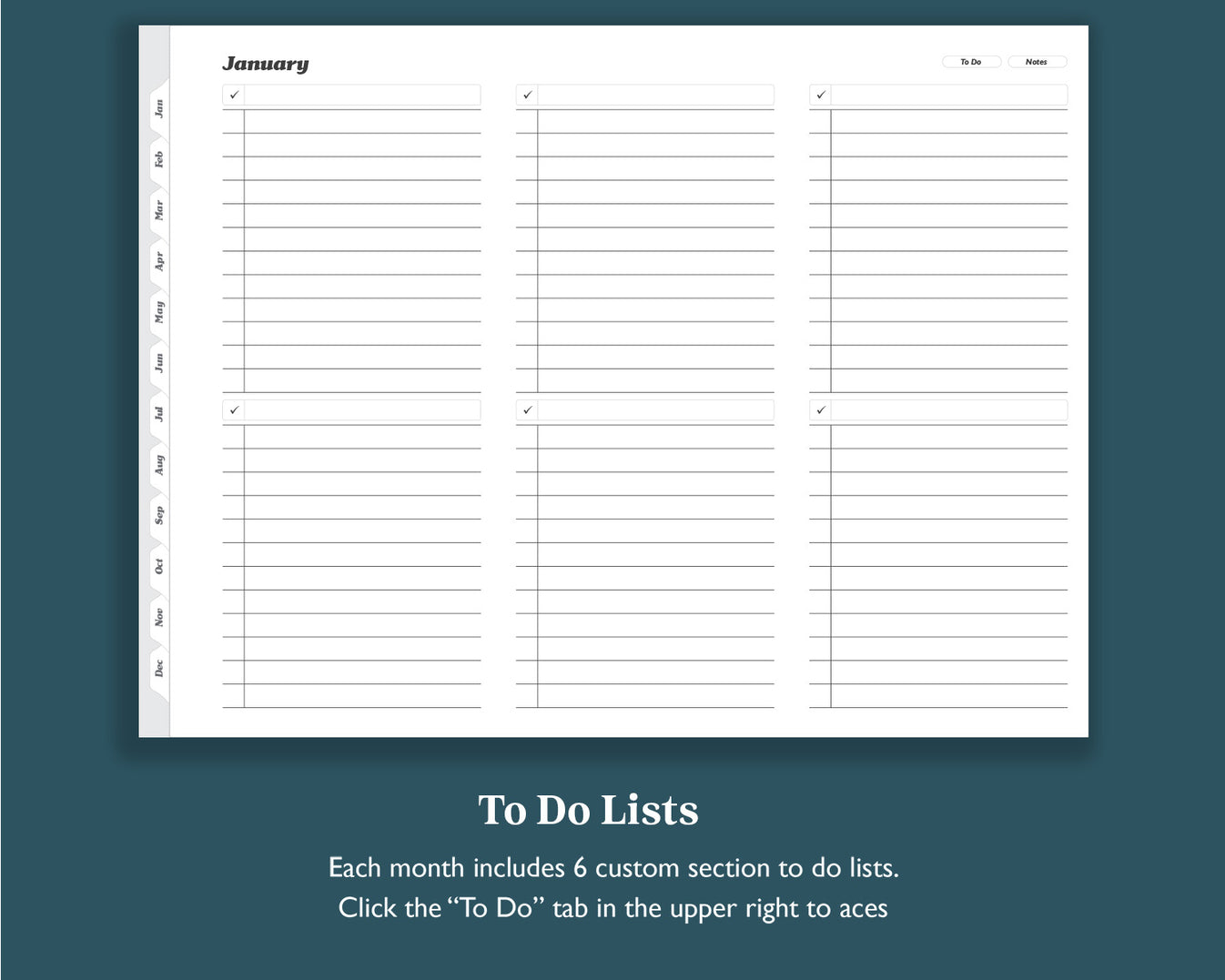 Undated Monthly Planner with To Do Lists | Landscape Planner for e-ink ...
