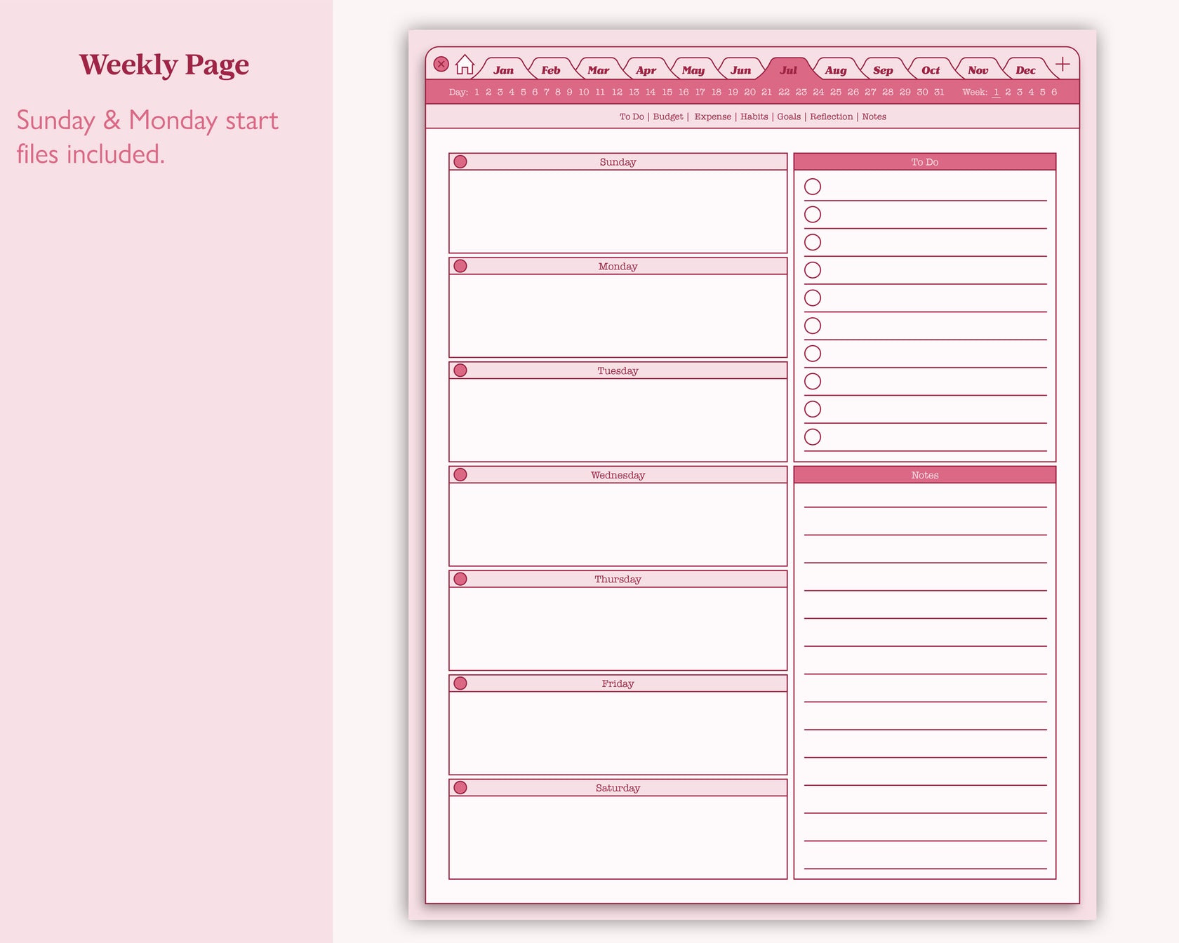 Free Undated Digital Planner | Aesthetic Browser – Jena W Designs