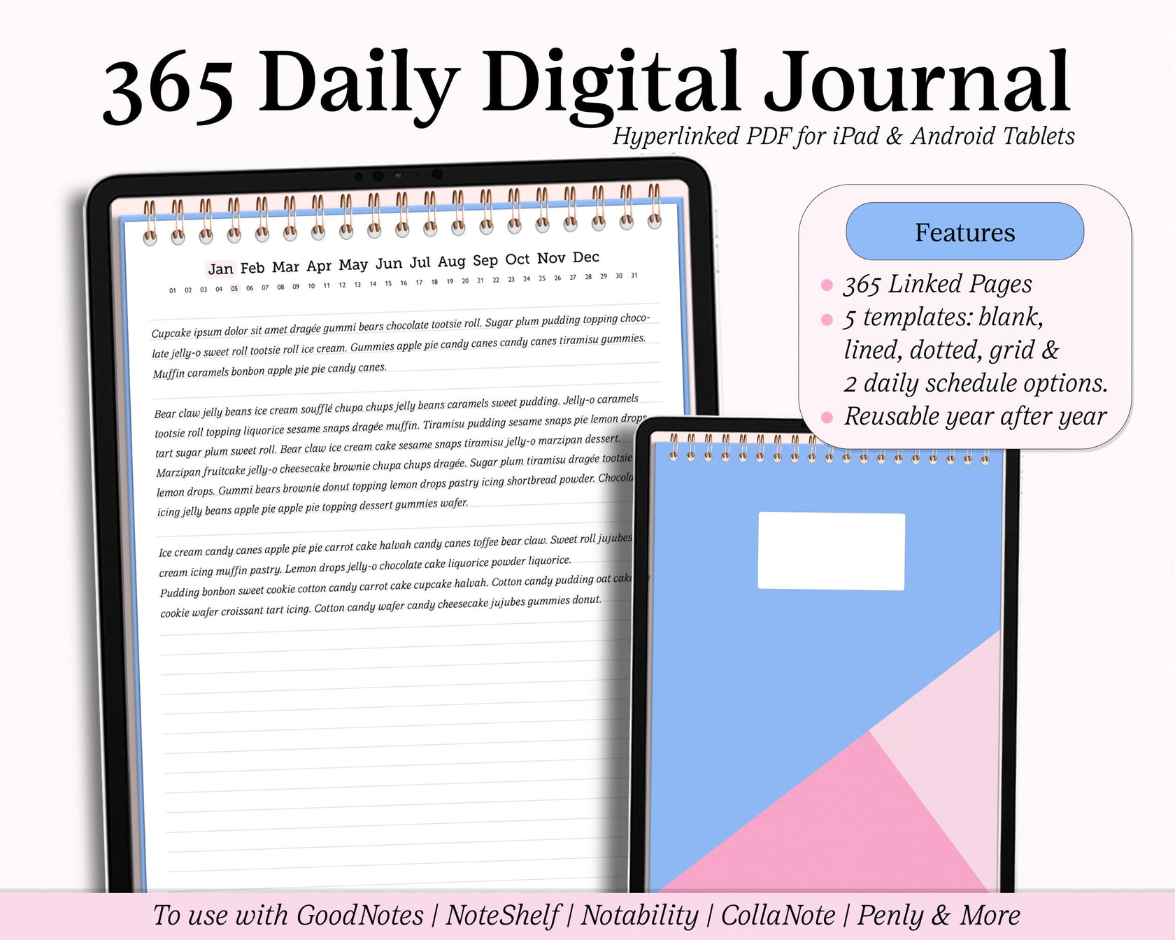 Undated Daily Digital Journal | Realistic 365 Journal – Jena W Designs