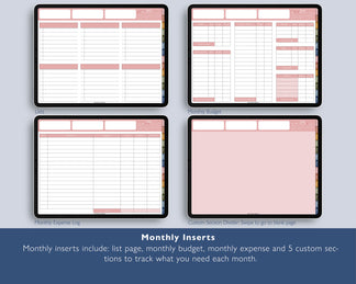 Undated Daily Planner with Monthly Budget & 12 Subject Notebook - Colo ...