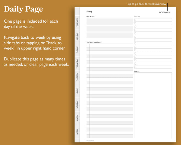 Free One Week Daily Planner and Notebook | For reMarkable | E-Ink Devi ...