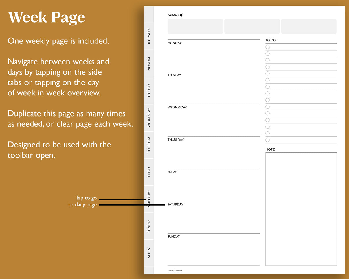 Free One Week Daily Planner and Notebook | For reMarkable | E-Ink Devi ...