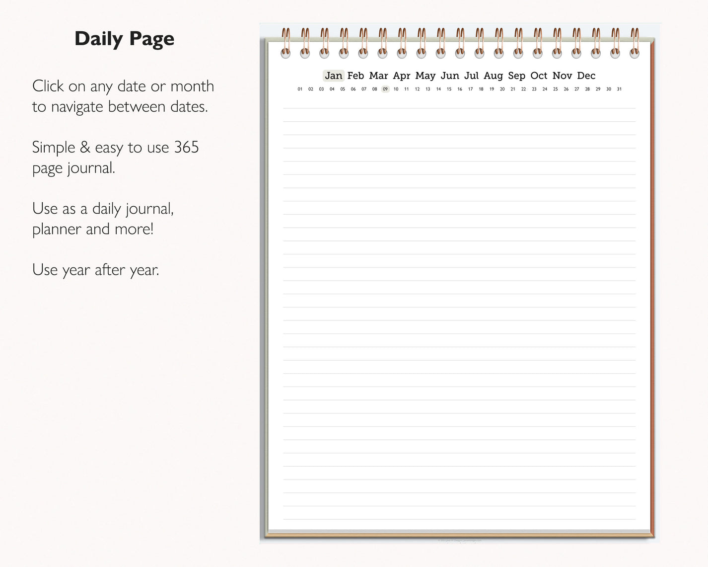 Undated Daily Digital Journal | Realistic 365 Journal – Jena W Designs
