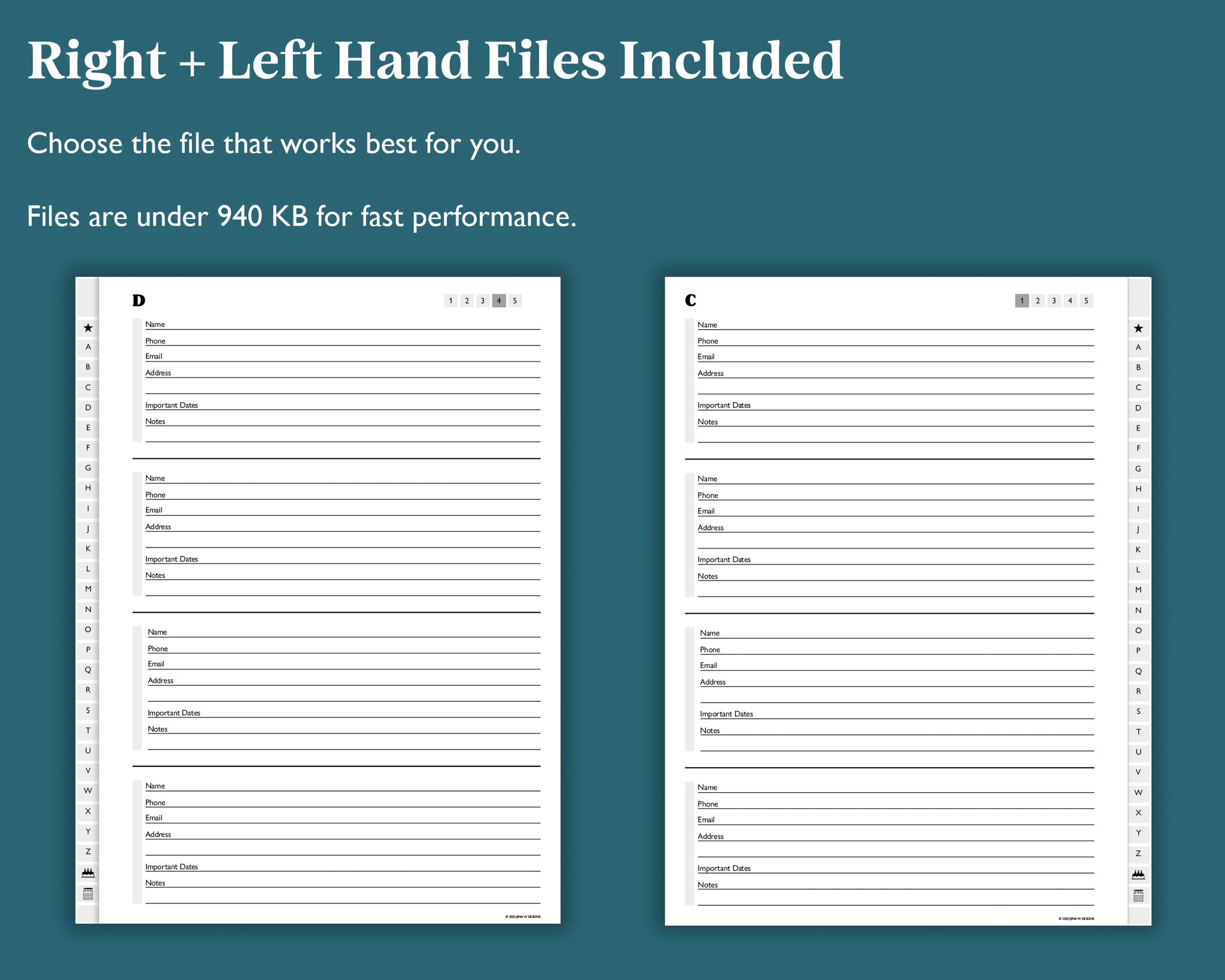 A-Z Address Book | for e-ink Devices – Jena W Designs