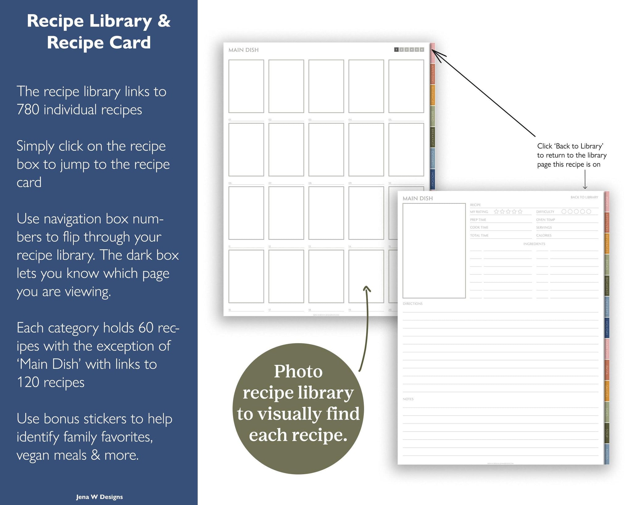Digital Recipe Book with Meal Planner and Grocery List | Hyperlinked P ...