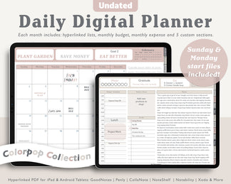 Undated Daily Planner with Monthly Budget & 12 Subject Notebook - Colo ...