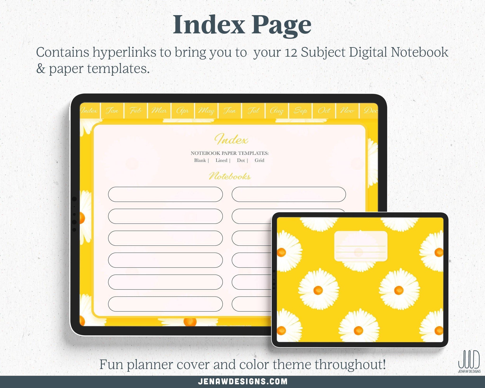 Undated Digital Planner for iPad and Android | Horizontal Digital ...
