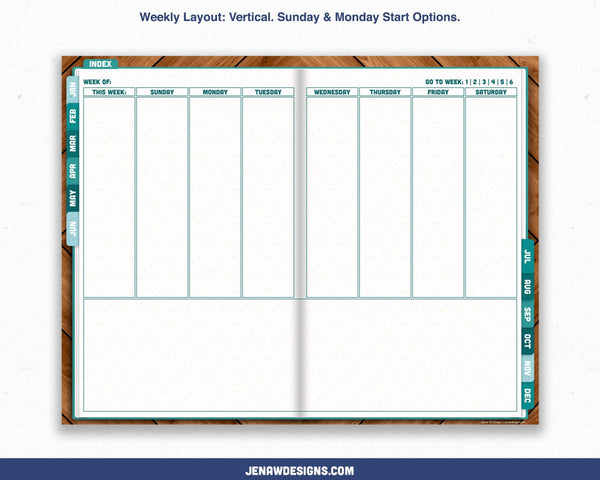Undated Weekly Digital Planner with Flip Tabs – Jena W Designs